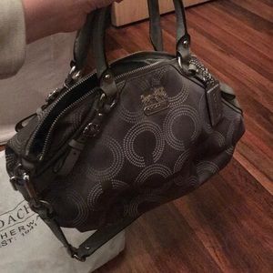 Coach | Bags | Coach Madison Op Art Sateen Maggie Shoulder Bag | Poshmark